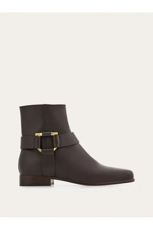FERRAGAMO Gancini Ornament Ankle Boots - Gold