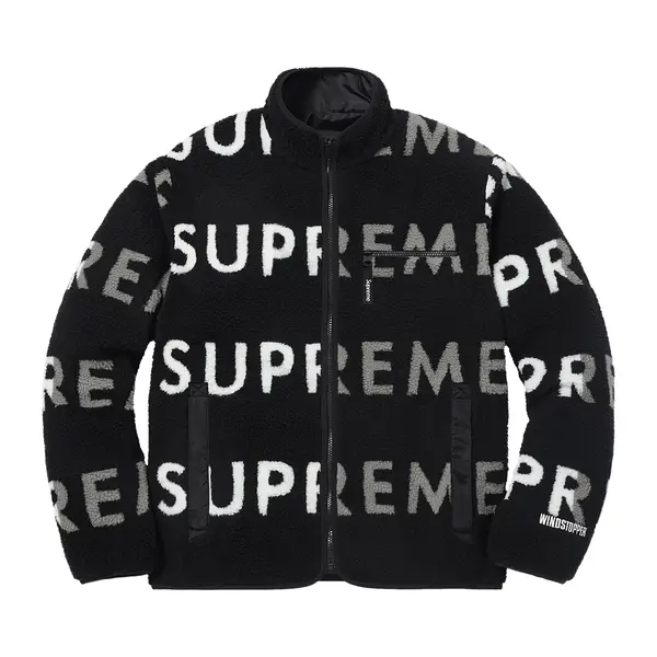 Supreme Reversible Logo Fleece Jacket - Black