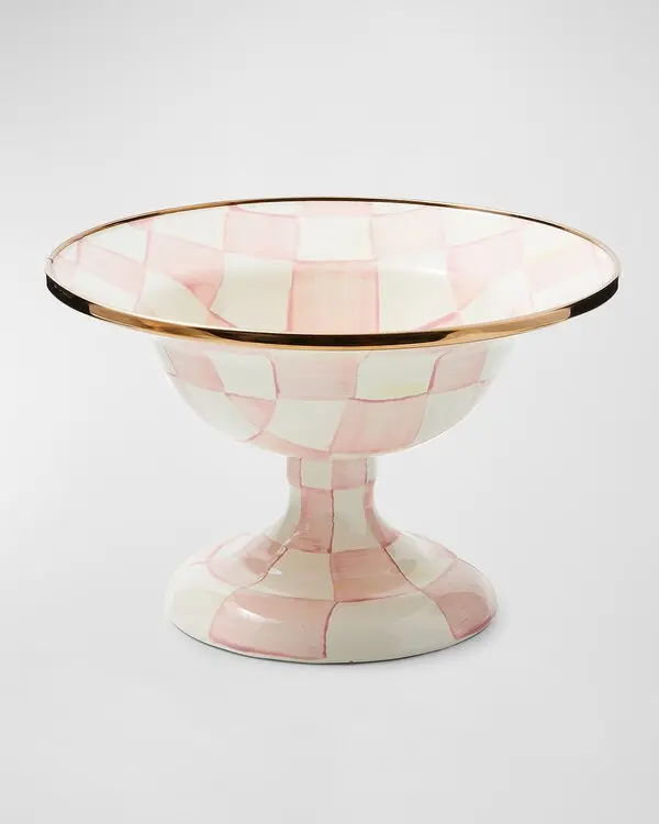 MACKENZIE-CHILDS Rosy Check Enamel Compote Bowl, Small - One-color
