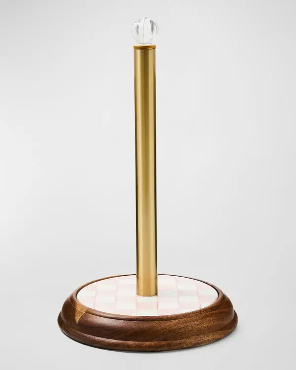 MACKENZIE-CHILDS Rosy Check Wood Paper Towel Holder - One-color