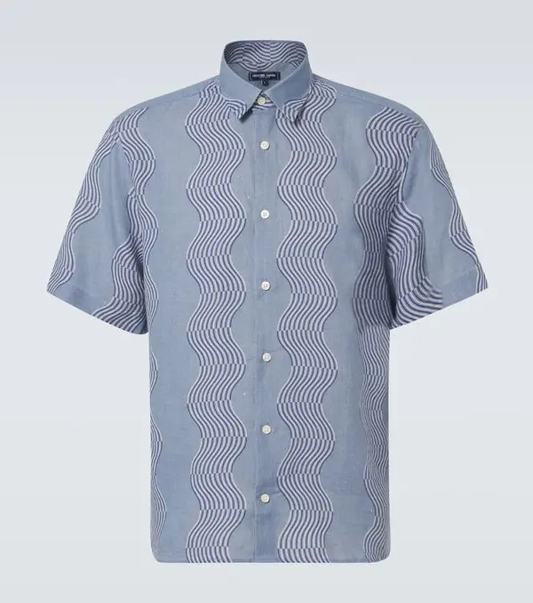 Frescobol Carioca Castro Printed Linen Shirt - Blue