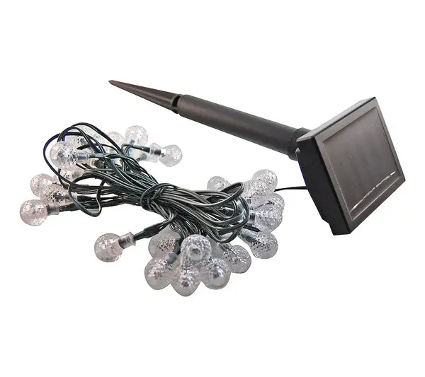 LUMABASE Solar Powered String Lights With Facet Ed Balls- White