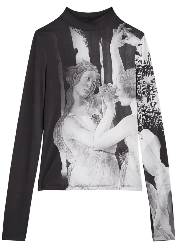 Alice + Olivia Delaina Printed Jersey Top
