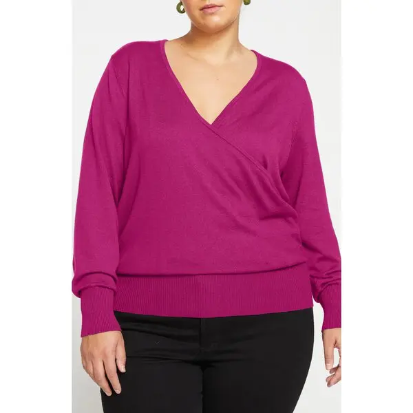 Universal Standard Statement Wrap Sweater - Plum Caspia
