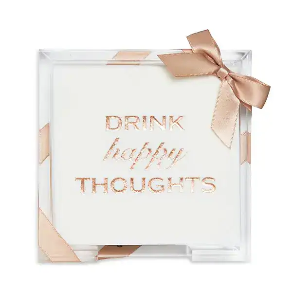 LINED DESIGN Drink Happy Thoughts Cocktail Napkins