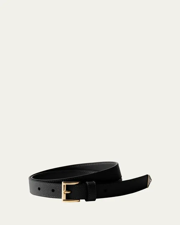 Prada Triangle Calf Leather Belt - Nero