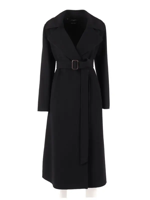 Max Mara Belted Virgin Wool Coat - Black