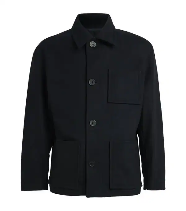 Sandro Wool-Blend Worker Jacket In Blue 50% Off Editorialist