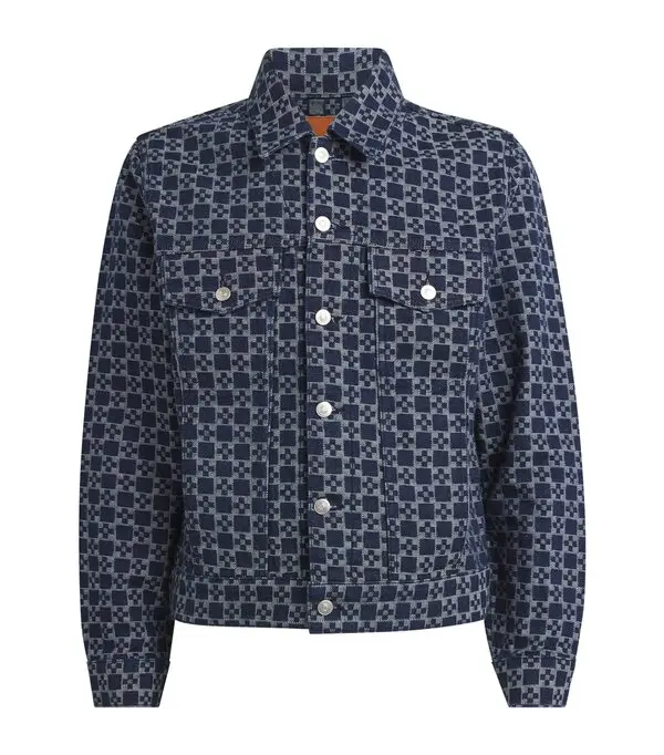 Sandro Jacquard Denim Jacket In Blue 30% Off Editorialist