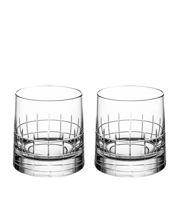 Christofle Set Of 2 Crystal Double Old Fashioned Tumblers