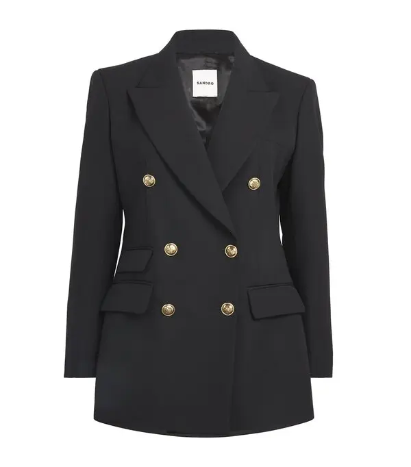 Sandro Virgin Wool-blend Blazer - Black