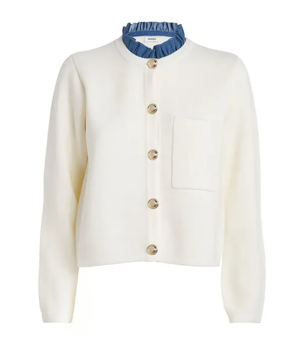 Sandro Wool-blend High-neck Cardigan - Beige