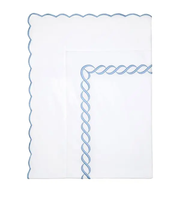 PRATESI Treccia King Fitted Sheet - Blue