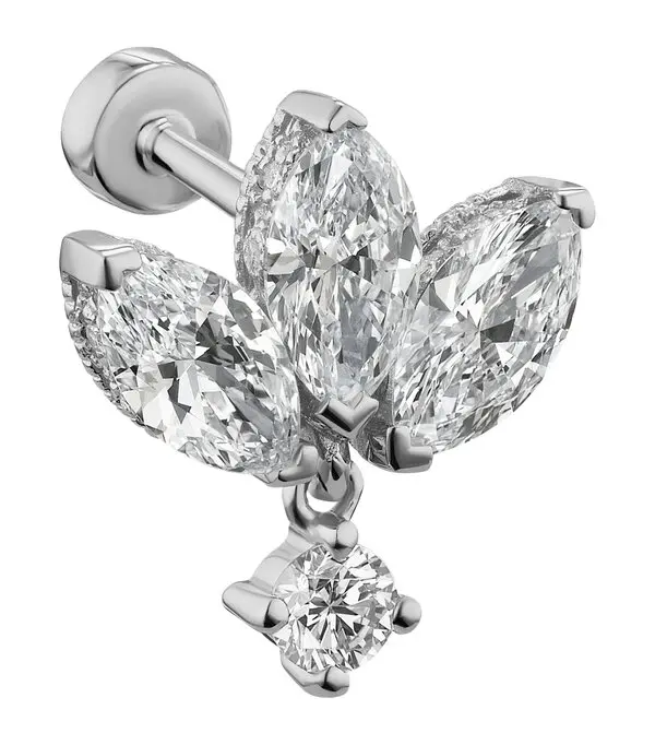MARIA TASH Diamond Lotus Single Stud Earring - White