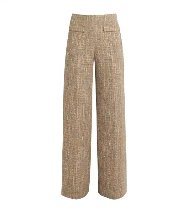 Sandro Tweed Wide Leg Trousers In Beige 51% Off Editorialist