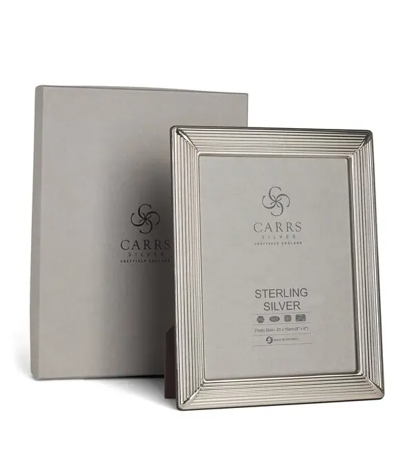 CARRS SILVER Sterling Fluted Photo Frame With Wood Back