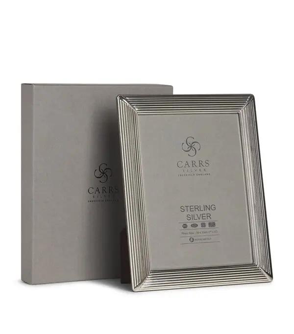 CARRS SILVER Sterling Fluted Photo Frame With Wood Back