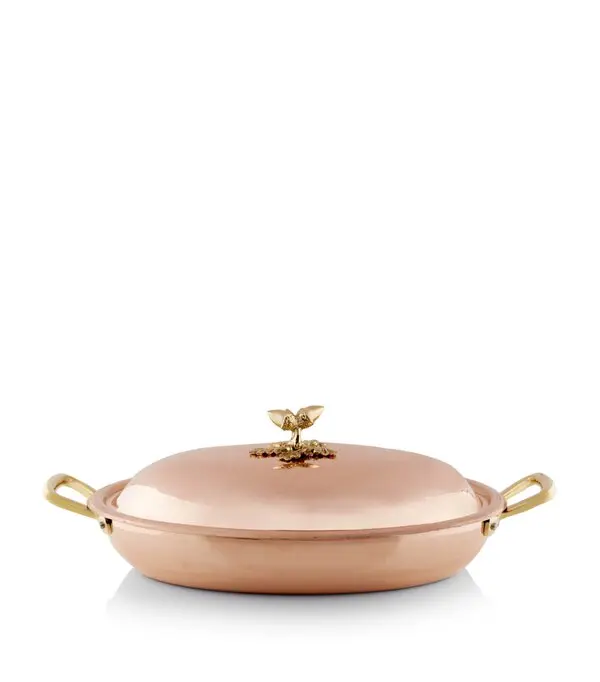 RUFFONI Historia Hammered Copper Oval Dish With Lid