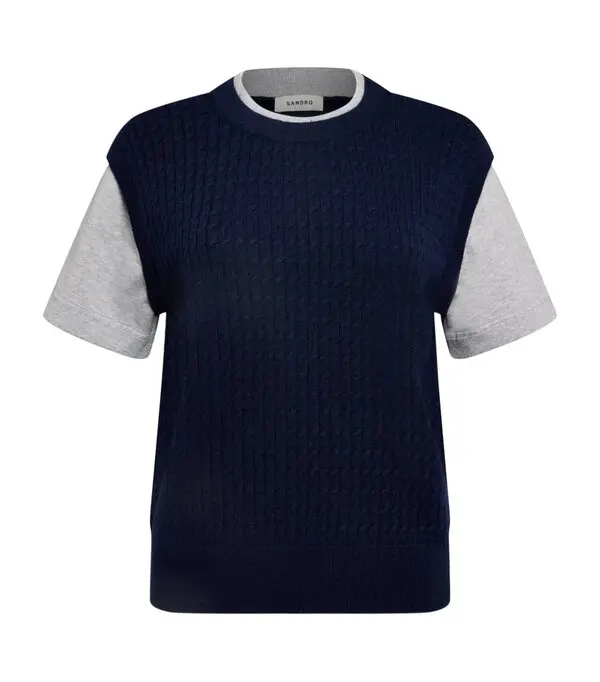 Sandro Wool-cashmere Layered Sweater - Blue