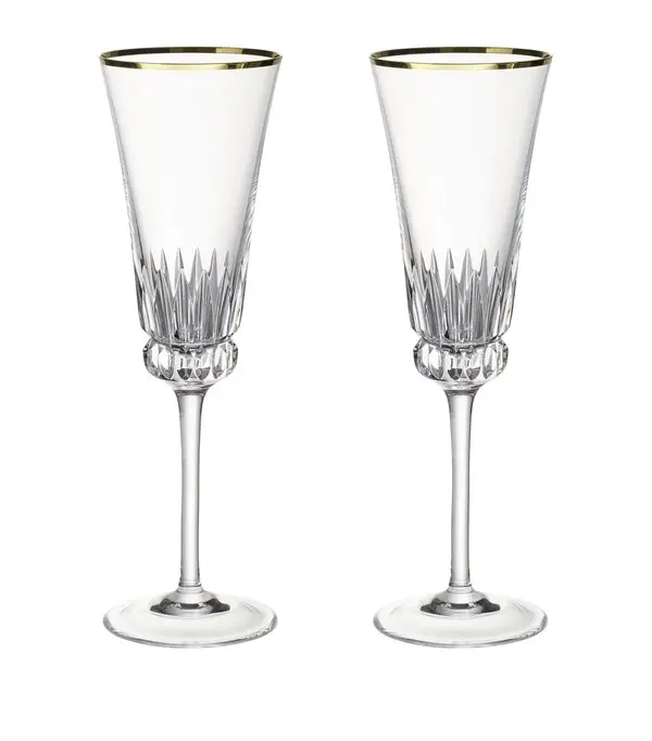 VILLEROY & BOCH Set Of 2 Grand Royal Gold Champagne Flutes - Clear