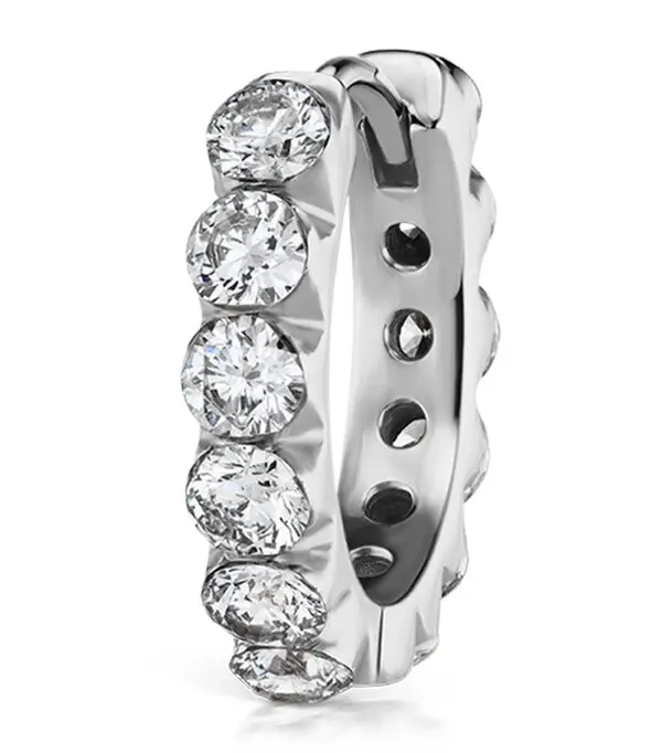 MARIA TASH Gold And Diamond Invisible Set Eternity Hoop Earring - White