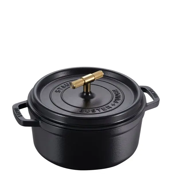 STAUB X Buster + Punch Cocotte With Brass Knob - Black