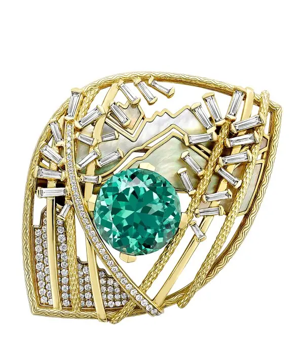 BOODLES Yellow Diamond And Tourmaline St Moritz Brooch - Gold