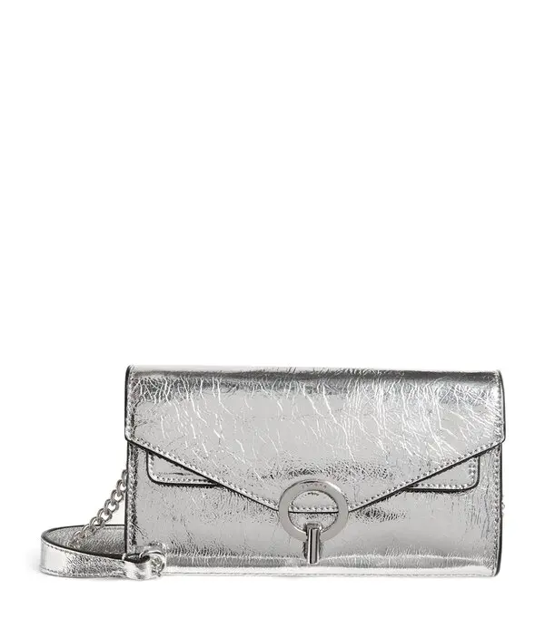 Sandro Metallic Leather Clutch - Black