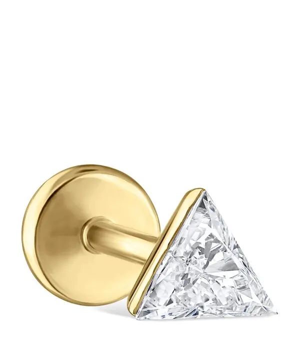 MARIA TASH Invisible Set Triangle Diamond Threaded Stud Earring - Gold