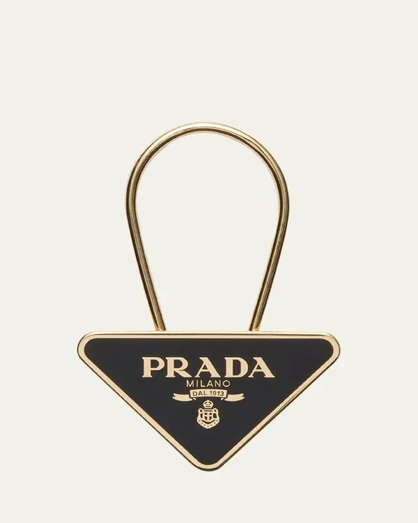 Prada Triangle Metal Keychain - Oro Nero