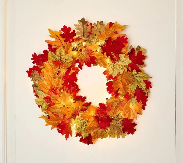 VALERIE PARR HILL As Is 24' In/outdoor Illuminated Maple Leaf Wreath