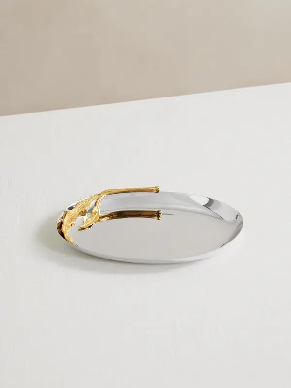 L'Objet Fern Small Gold-plated Stainless Steel Tray - Silver