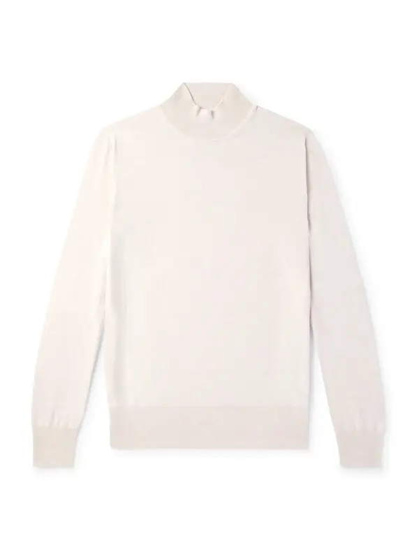 Mr P. Merino Wool Mock-neck Sweater - Neutrals