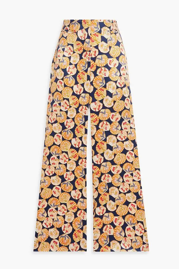 Saloni Capri Printed Kick-flare Pants - Orange