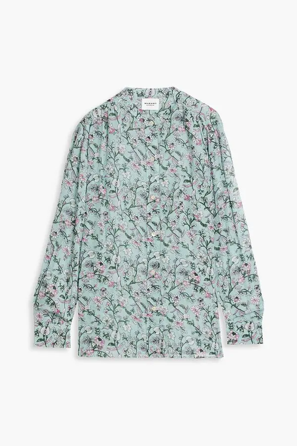 MARANT ETOILE Mexika Floral-print Top - Mint