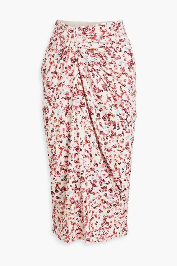 MARANT ETOILE Jeldia Draped Printed Midi Skirt - Fuchsia