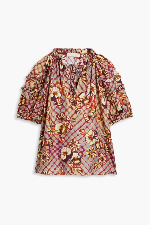 Ulla Johnson Annabella Ruffled Printed Top