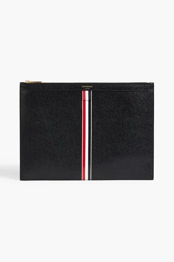 Thom Browne Striped Pebbled-leather Pouch
