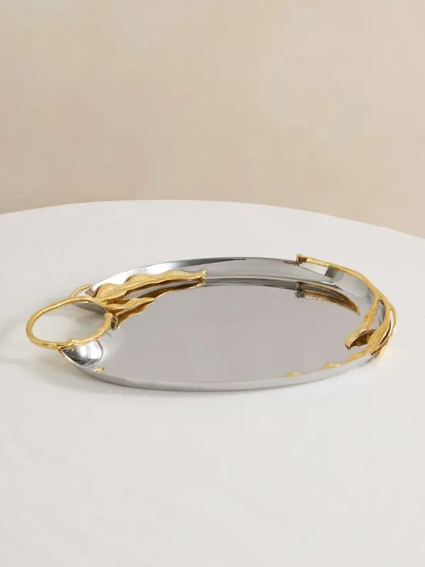 L'Objet Fern Medium Gold-plated And Stainless Steel Tray - Silver