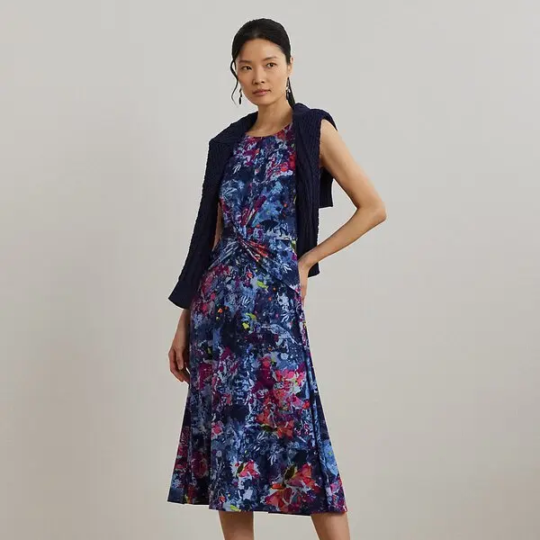 Ralph Lauren Printed Twist-front Jersey Dress
