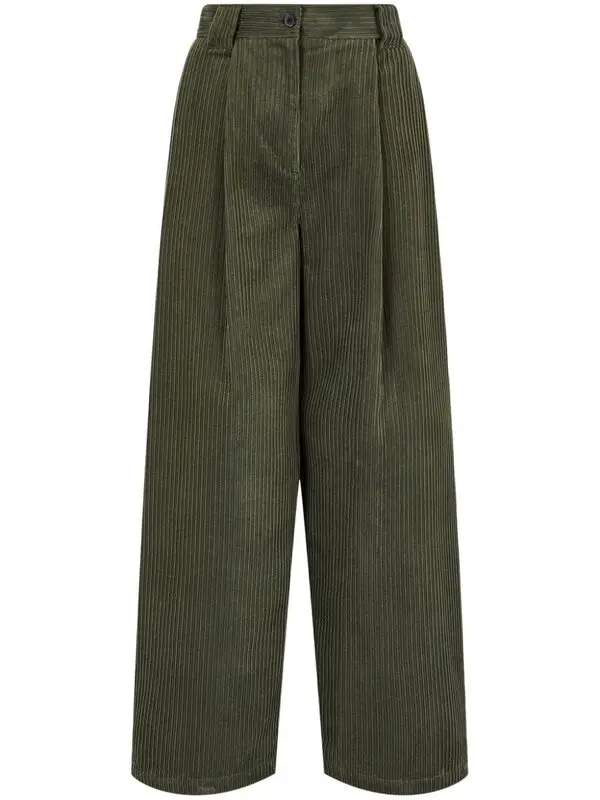 STUDIO TOMBOY Two-tuck Corduroy Trousers - Green