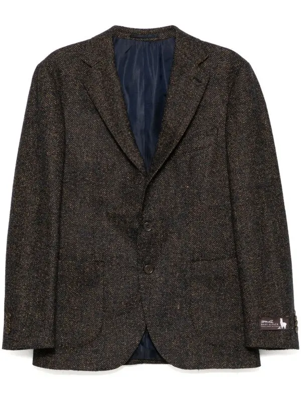 MAN ON THE BOON. Herringbone Single-breasted Blazer