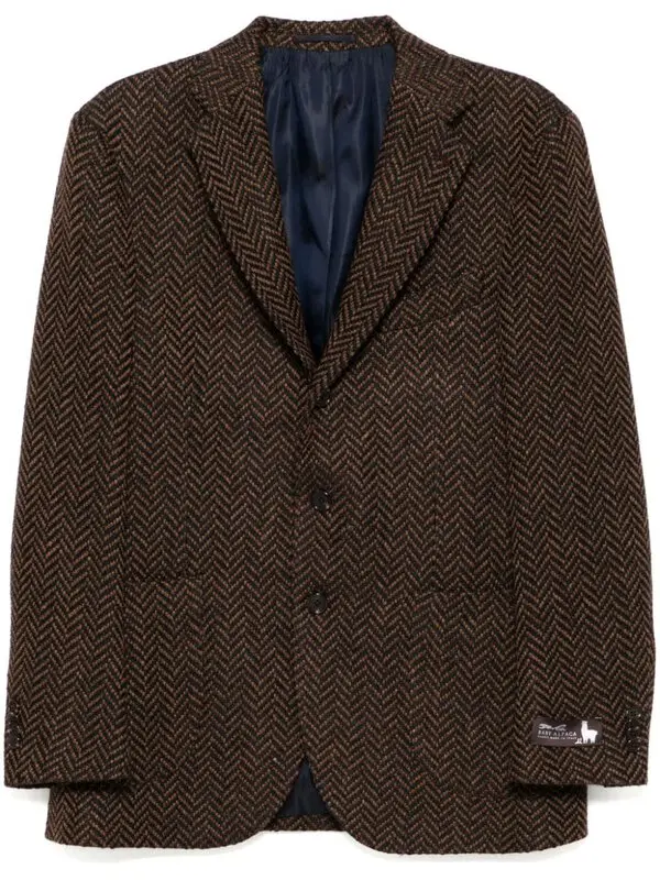 MAN ON THE BOON. Herringbone Single-breasted Blazer