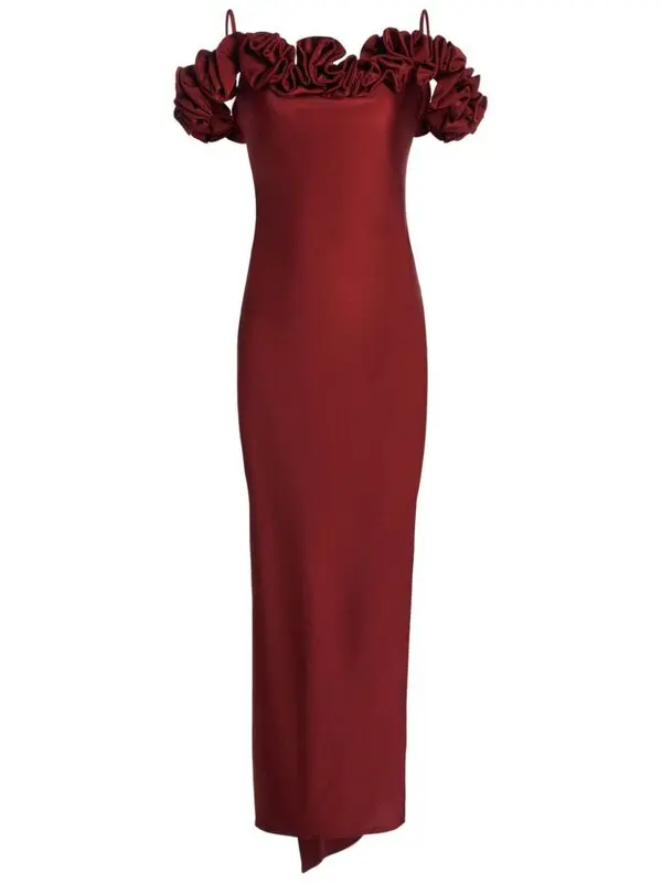Coperni Ruffled Midi Dress - Red