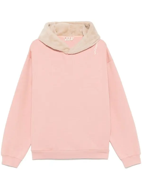 Marni Faux Fur-detailed Hoodie - Pink