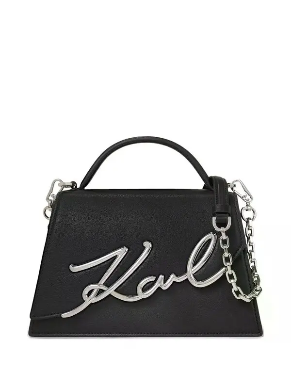 Karl Lagerfeld Medium Leather Cross Body Bag - Black