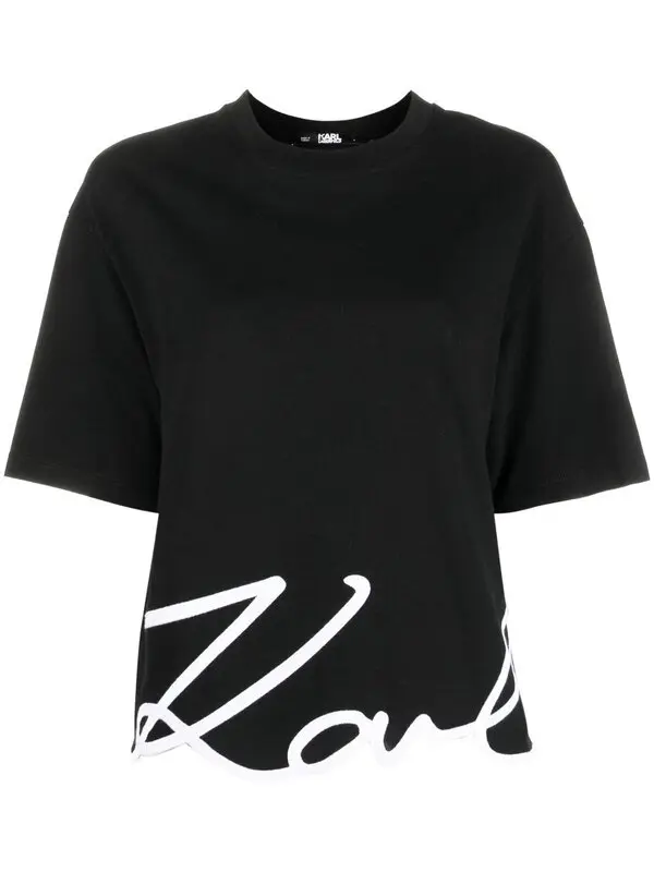 Karl Lagerfeld Signature Hem T-shirt - Black