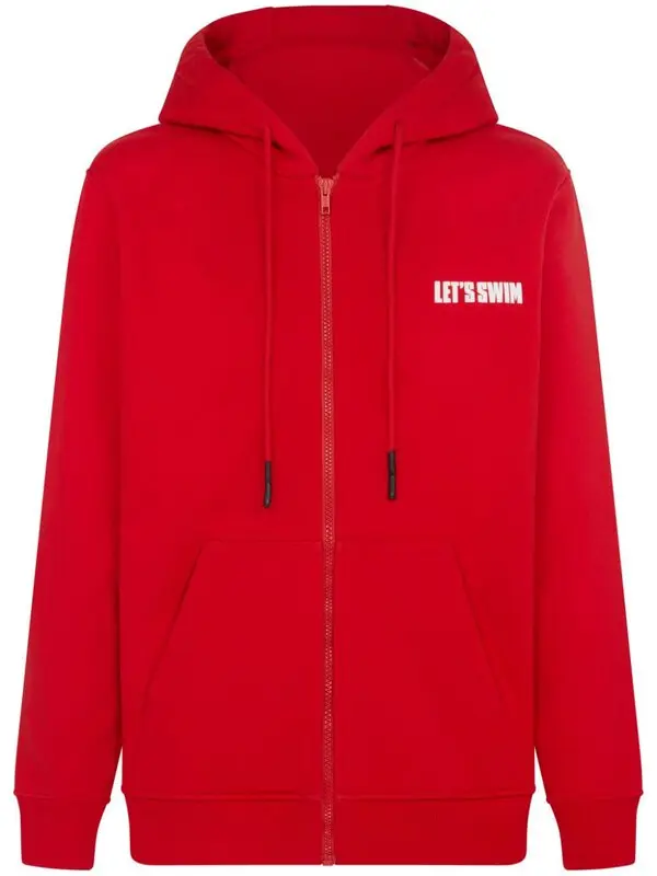 LET'S SWIM Shark-print Hoodie - Red