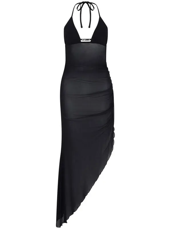 LET'S SWIM Halterneck Mesh Midi Dress
