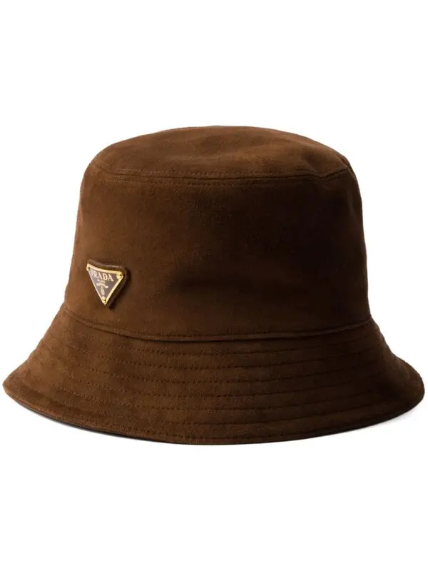 Prada Suede Bucket Hat - Brown